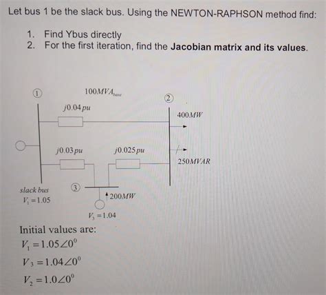 Solved Let Bus 1 Be The Slack Bus Using The Newton Raphson