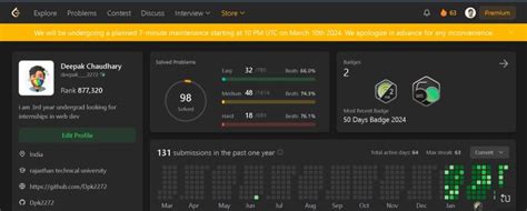 Deepak Chaudhary On Linkedin 365daysofcode Leetcodechallenge Algorithms Datastructures