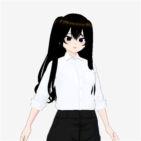 양갈래 검정 머리 소녀 방송용 아바타 포트폴리오 크몽