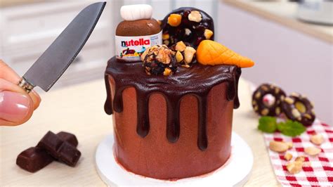 초콜릿 케이크 🎂 누텔라로 꾸미는 미니어처 초콜릿 케이크 🍫 미니어처 아이디어 작은 요리사 Youtube