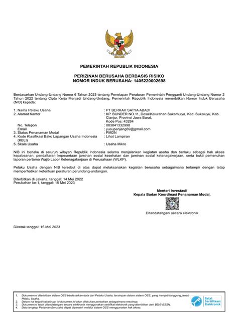 Nib Izin Efektif Pdf