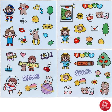 สติกเกอร์ใสลายการ์ตูน กันน้ำ สำหรับติดเคส มือถือ ไดอารี่ สมุดโน้ต 365shop