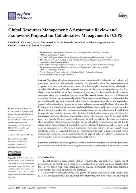 Pdf Global Resources Management A Systematic Review And Framework Proposal For Collaborative