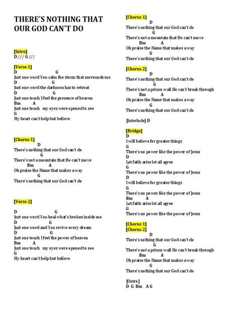 Theres Nothing That Our God Cant Do Pdf Song Structure Jesus