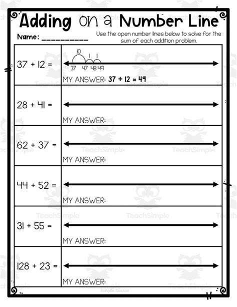 Adding On A Number Line Worksheet By Teach Simple