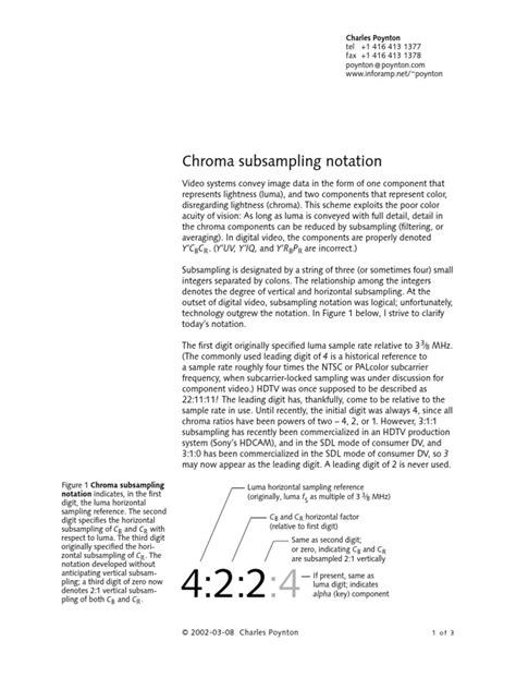 Chroma Sub Sampling Notation Pdf Vision Electronic Engineering