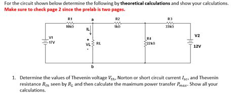 Solved For The Circuit Shown Below Determine The Following Chegg