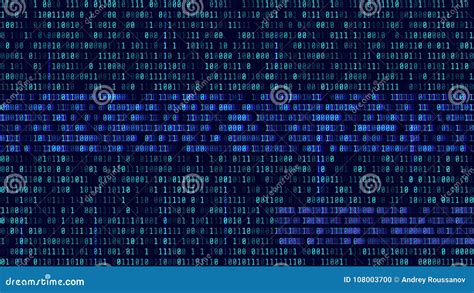 Binary Code Blue Digits On The Computer Screen Figures With Th Stock Illustration