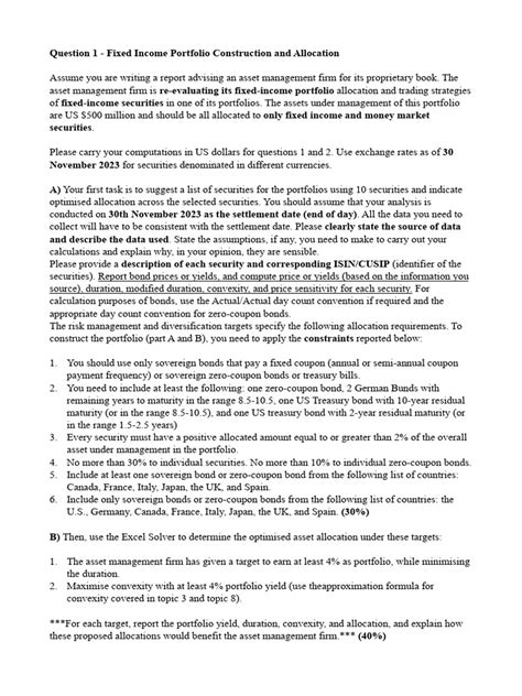 Assignment 1 Pdf Bond Duration Bonds Finance