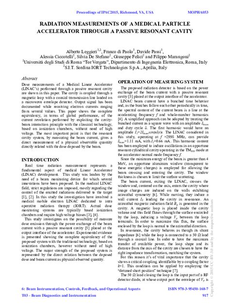 Pdf Radiation Measurements Of A Medical Particle Accelerator Through A Passive Resonant Cavity