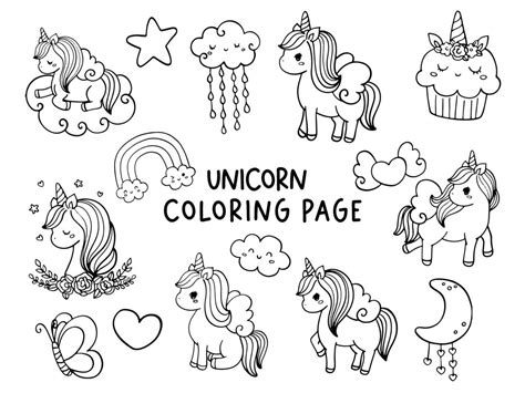 Unicorn Outline Vector Art Icons And Graphics For Free Download