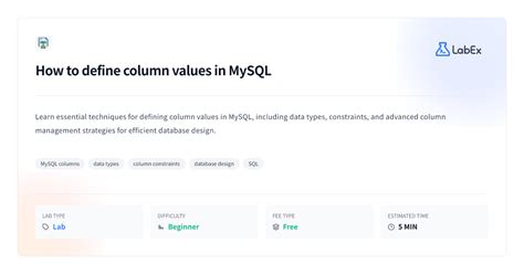 How To Define Column Values In Mysql Labex