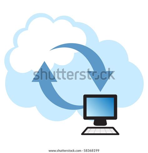 Cloud Computing Concept Client Computer Synchronizing Stock Vector