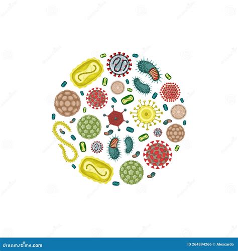 Vector Bacterias Banner Or Illustration Made With Bacteria Icons
