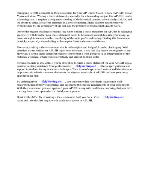 How To Write A Good Thesis Statement For Apush Pdf Essays