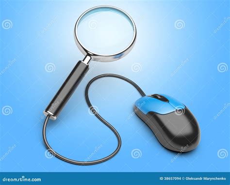 Magnifying Glass Connected To A Computer Mouse Stock Illustration Illustration Of Lens