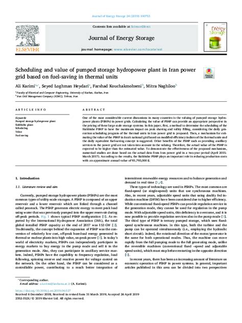 Pdf Scheduling And Value Of Pumped Storage Hydropower Plant In Iran Power Grid Based On Fuel