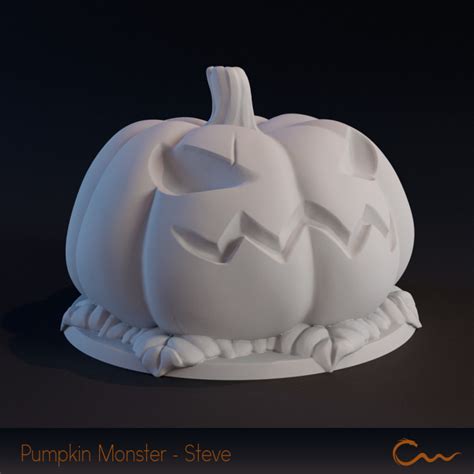 3d Printable Pumpkin Monster Steve By The Cape Wyrm