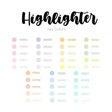 Color Palette For Goodnotes Highlighter Colors