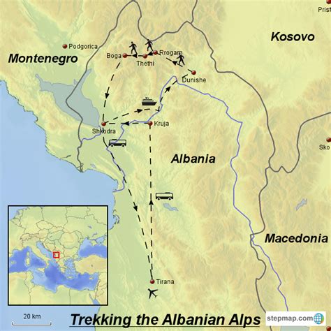 Stepmap Trekking The Albanian Alps Landkarte Für Albania
