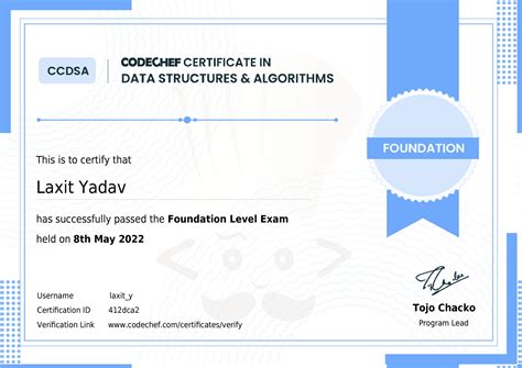 User Certificate Codechef