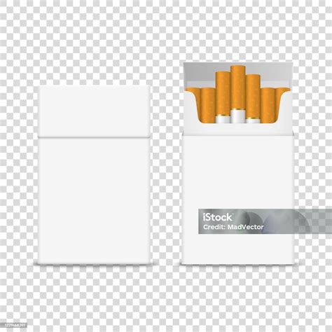 벡터 3d 현실적인 폐쇄 클리어 빈 빈 빈 및 담배 팩 상자 아이콘 설정 투명 한 배경에 격리 디자인 템플릿 연기 문제 개념