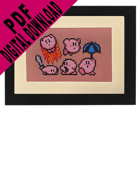 Kirby Cross Stitch Pattern 5x7 Card Etsy