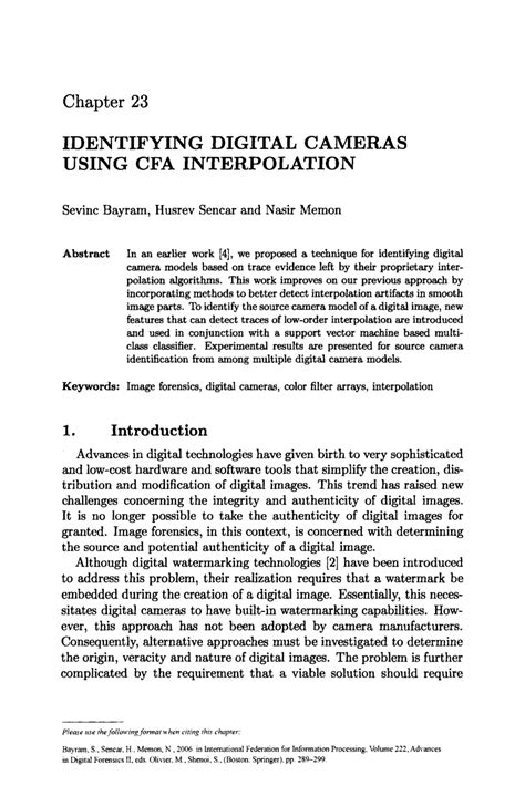 Pdf Identifying Digital Cameras Using Cfa Interpolation