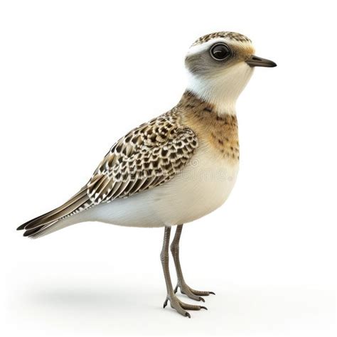 Adorable Little Snowy Plover Bird Isolated On White Background Stock