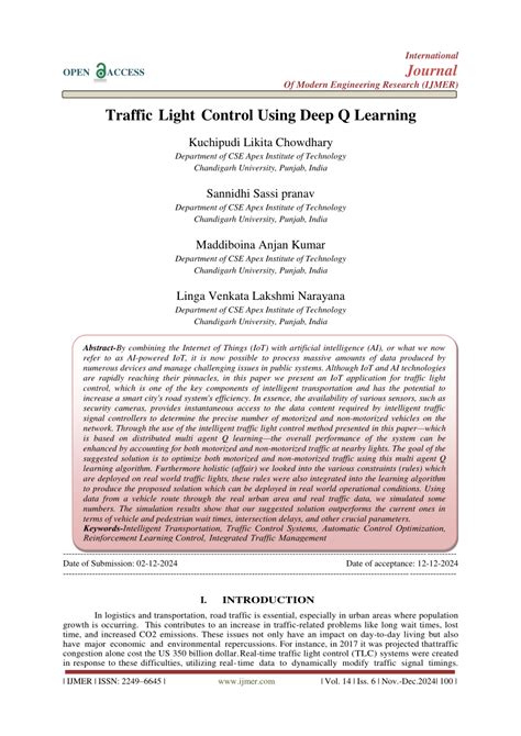 Pdf Traffic Light Control Using Deep Q Learning