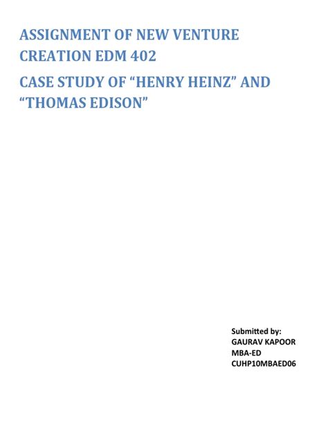 Assignment No1 Edm 402 Pdf Thomas Edison Heinz