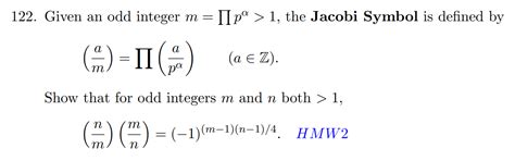 Solved Given An Odd Integer Mprodpα1 ﻿the Jacobi Symbol
