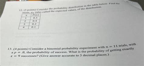 Solved 12 5 Points Consider The Probabitity Distribution