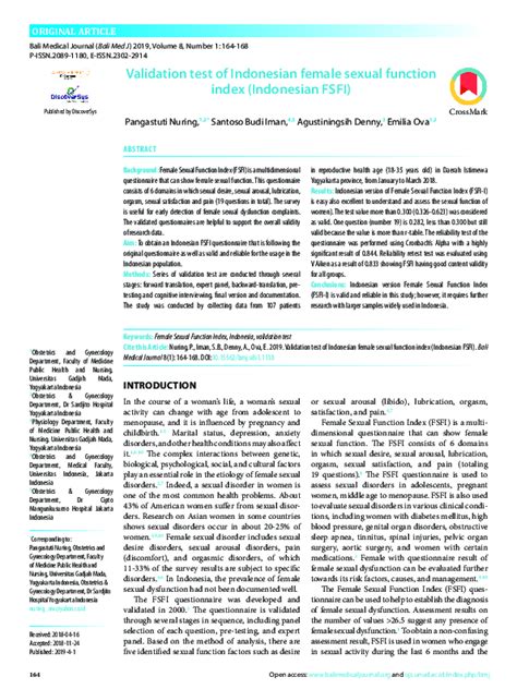 Pdf Validation Test Of Indonesian Female Sexual Function Index