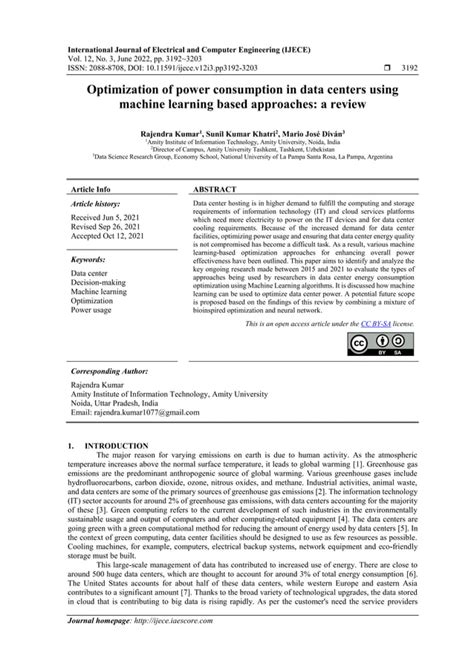 Optimization Of Power Consumption In Data Centers Using Machine