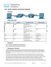 Lab Build A Switch And Router Network Docx Lab Build A Switch And Router Network