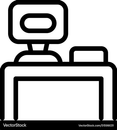 Simple Line Art Icon Of A Computer Monitor Sitting