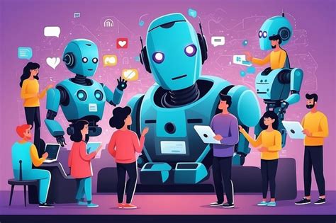 Premium Photo Social Media Bots Vector Illustration Fake Accounts In