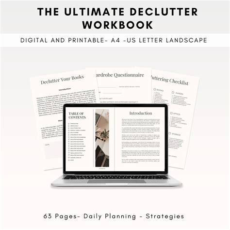 Declutter Workbook Printable Digital Guide For Decluttering Your Space Declutter Planner
