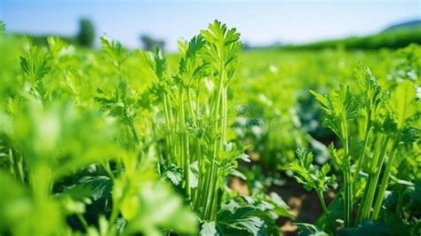 Close Up Of Celery Plantation Leaf Vegetable In The Vegetable Garden