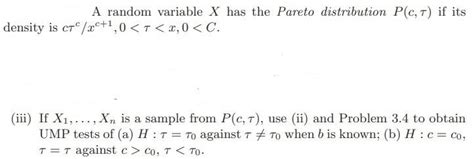 solved a random variable x has the pareto distribution p c
