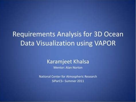 Requirements Analysis For 3d Ocean Data Visualization Using Vapor