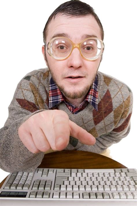 Nerd With Keyboard Stock Photo Image Of Expressive Humor