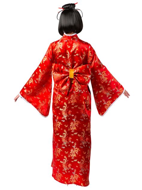 Déguisement Geisha Rouge Femme Kimono Japonais Déguiz Fêtes