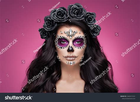 Pink Sugar Skull Makeup Half Face
