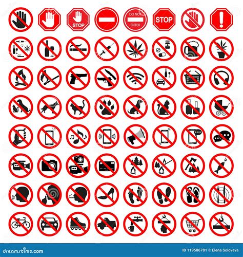 Standard Prohibition Sign Collection Cartoon Vector