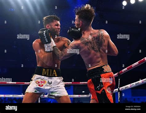 James Moorcroft Left And Eithan James In The Wbo European Welter Weight Bout At The Telford