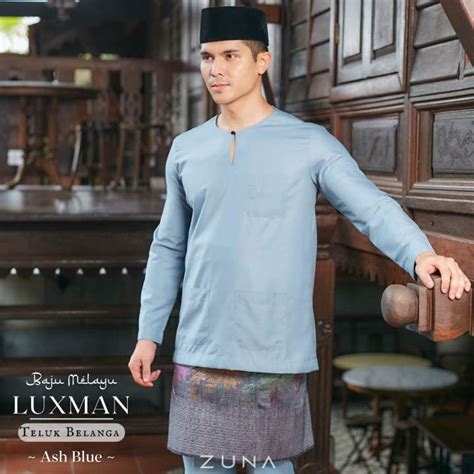 Ash Blue Smoky Blue Baju Melayu Teluk Belanga Cotton Premium By