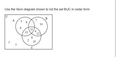 Use The Venn Diagram Shown To List The Set Buc In Roster Form [others]