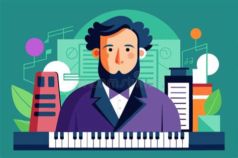 A Composer Focused On Creating Music Sits At A Keyboard Surrounded By Colorful Instruments